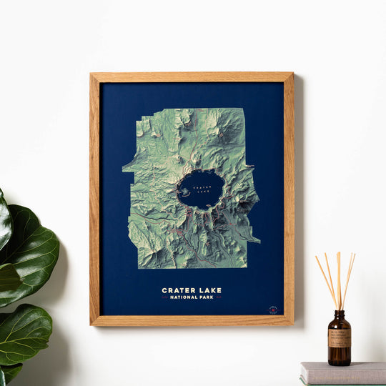 Crater Lake National Park Map | Topographic National Park Art Print 3D ...