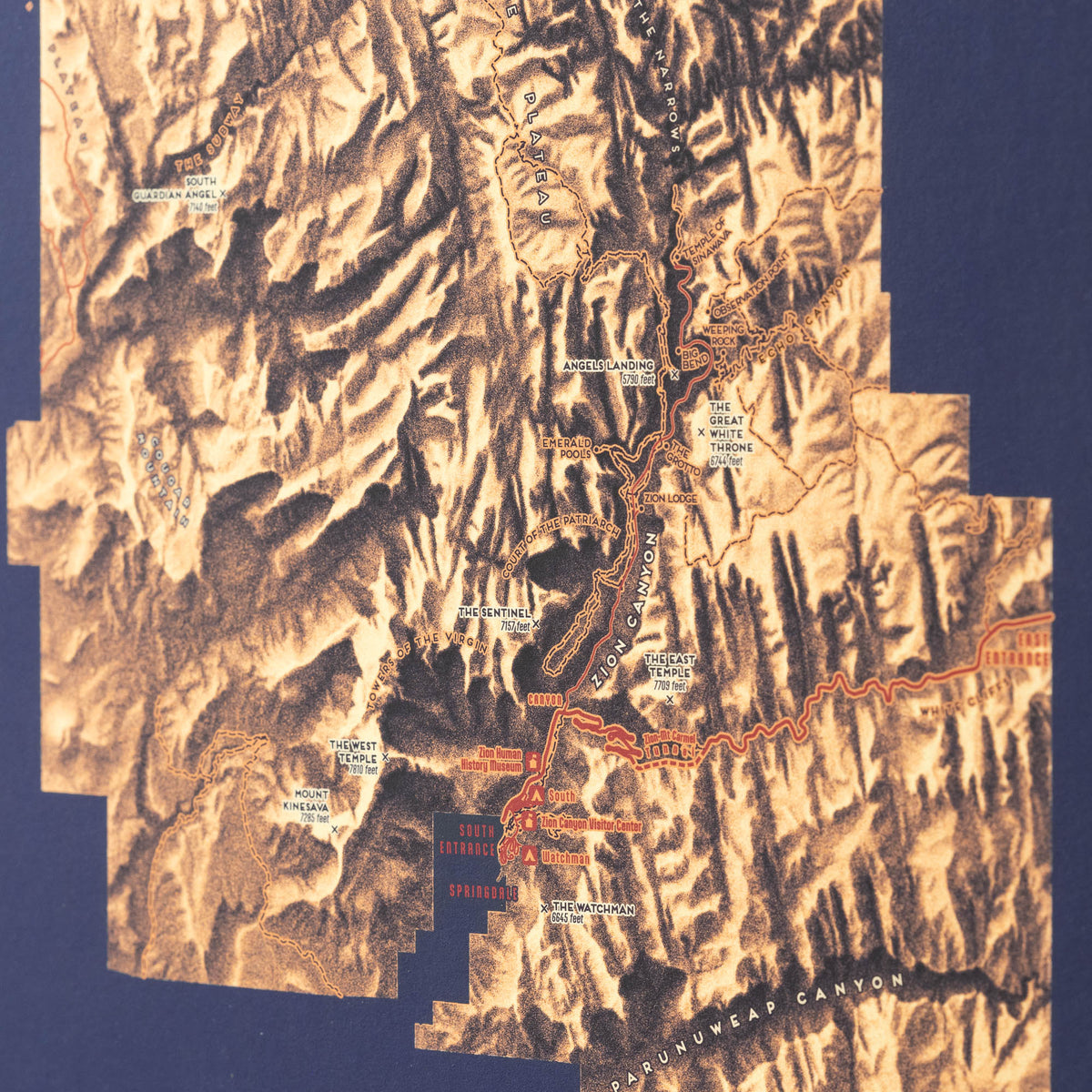 Zion National Park Map | Topographic National Park Art Print 3D ...