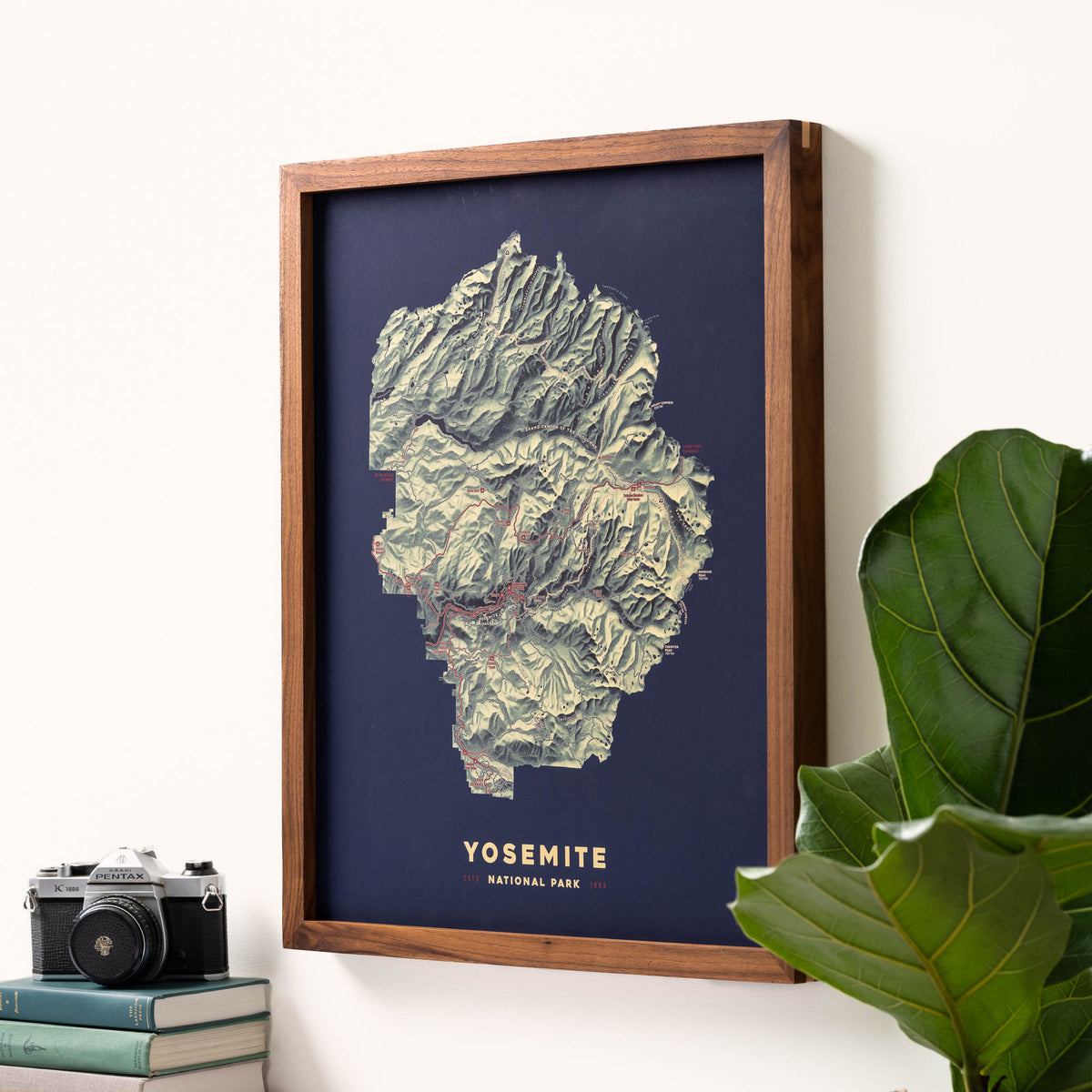 Yosemite National Park Map | Topographic National Park Art Print 3D ...