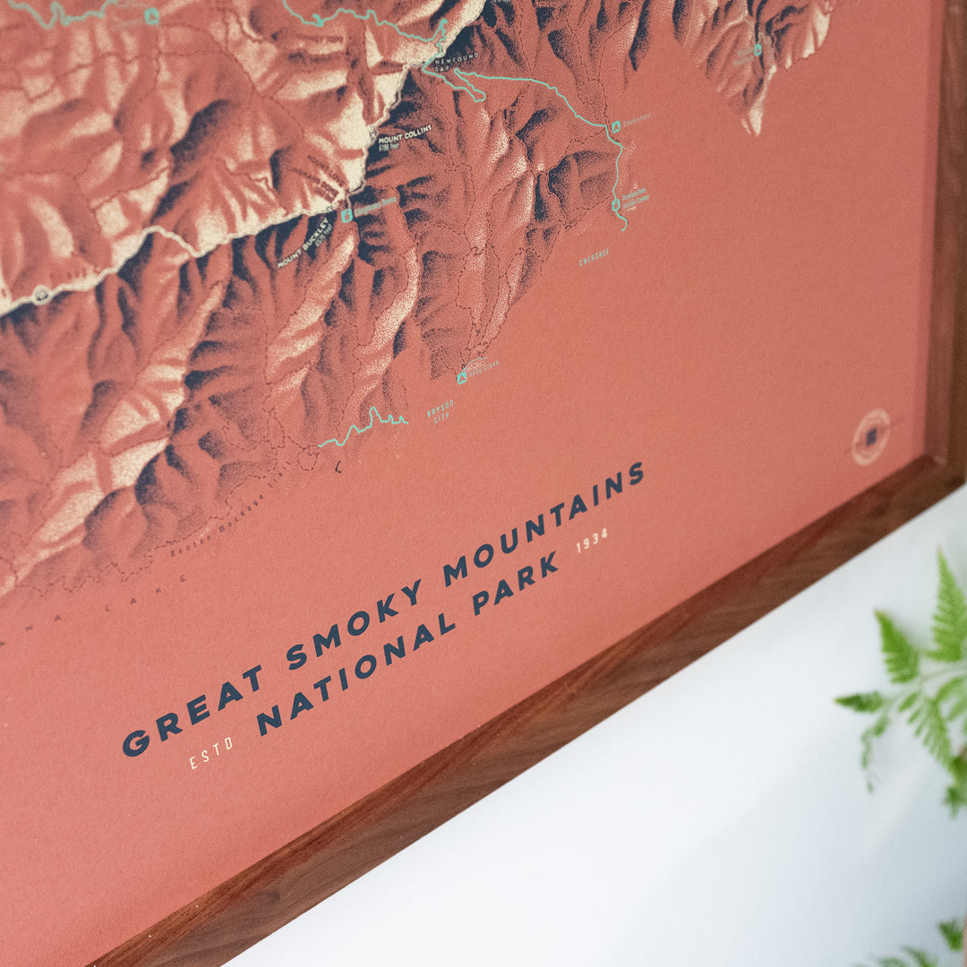 Great Smoky Mountains National Park Map | Topographic National Park Art ...