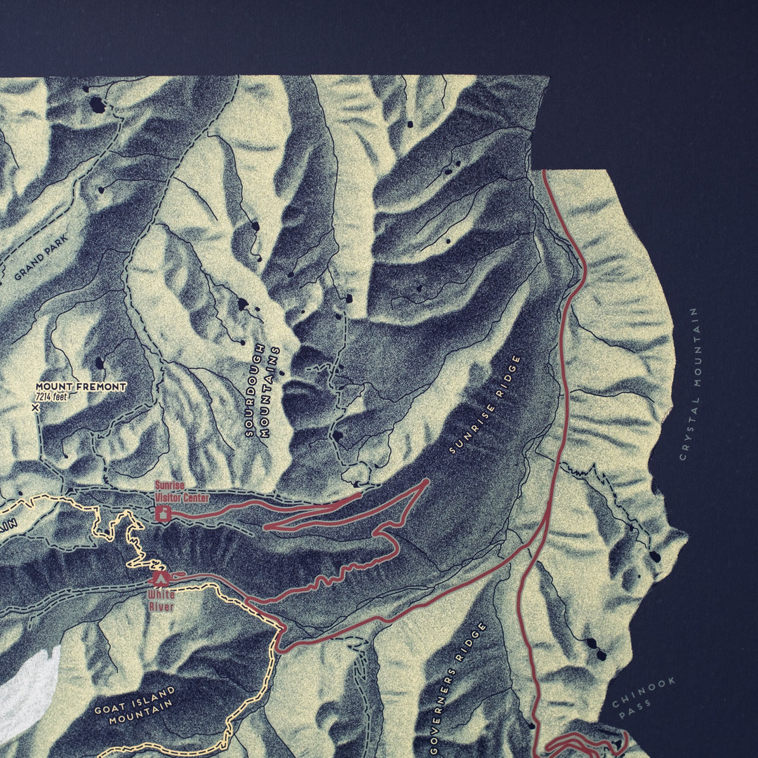 Mount Rainier National Park Map | Topographic National Park Art Print ...