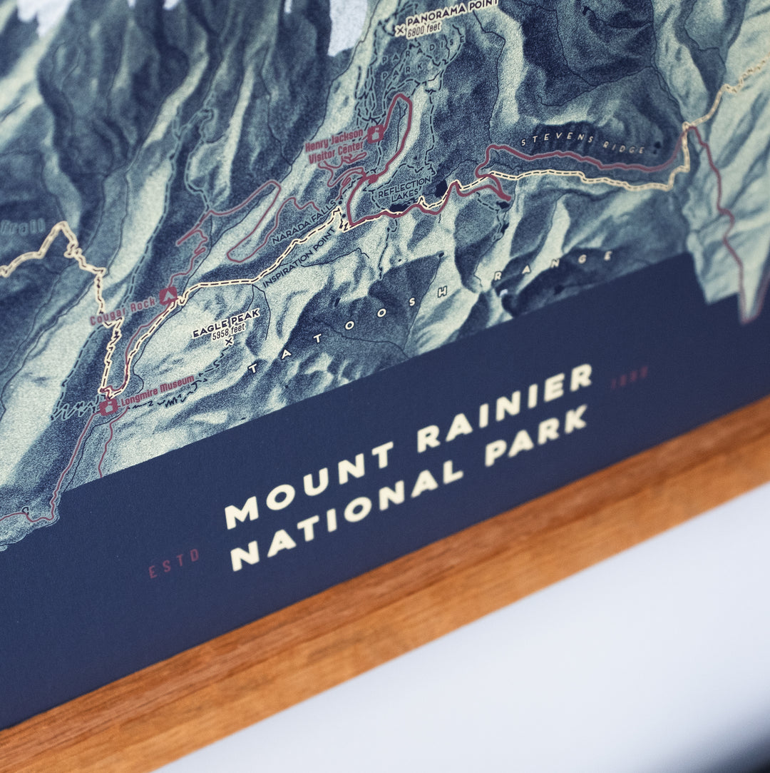 Mount Rainier National Park Map | Topographic National Park Art Print ...