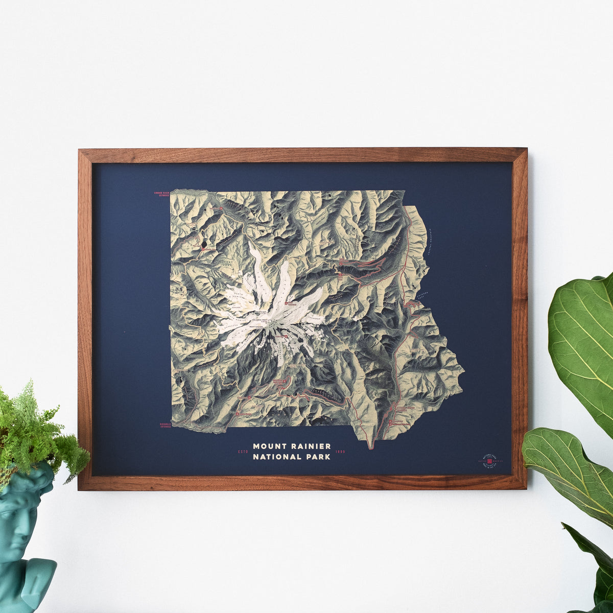 Mount Rainier National Park Map | Topographic National Park Art Print ...