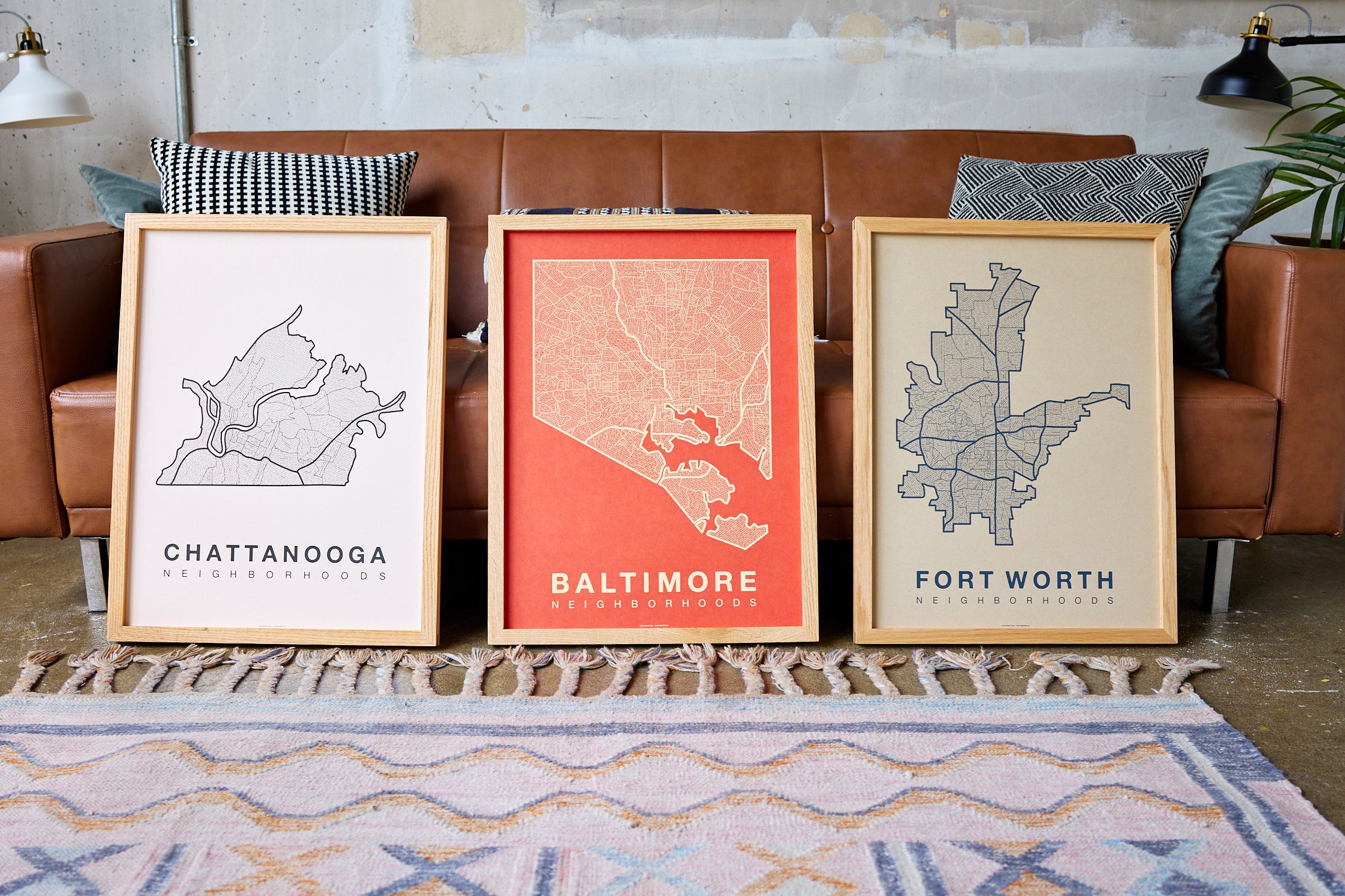 Native Maps City Prints | City Neighborhood Map Art