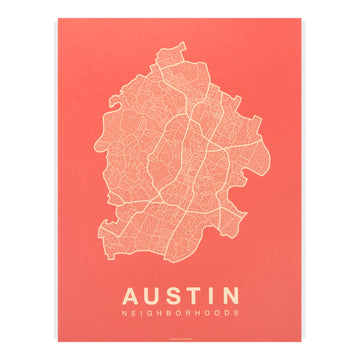 Austin Neighborhood Map | Austin Map Art Poster | Native Maps