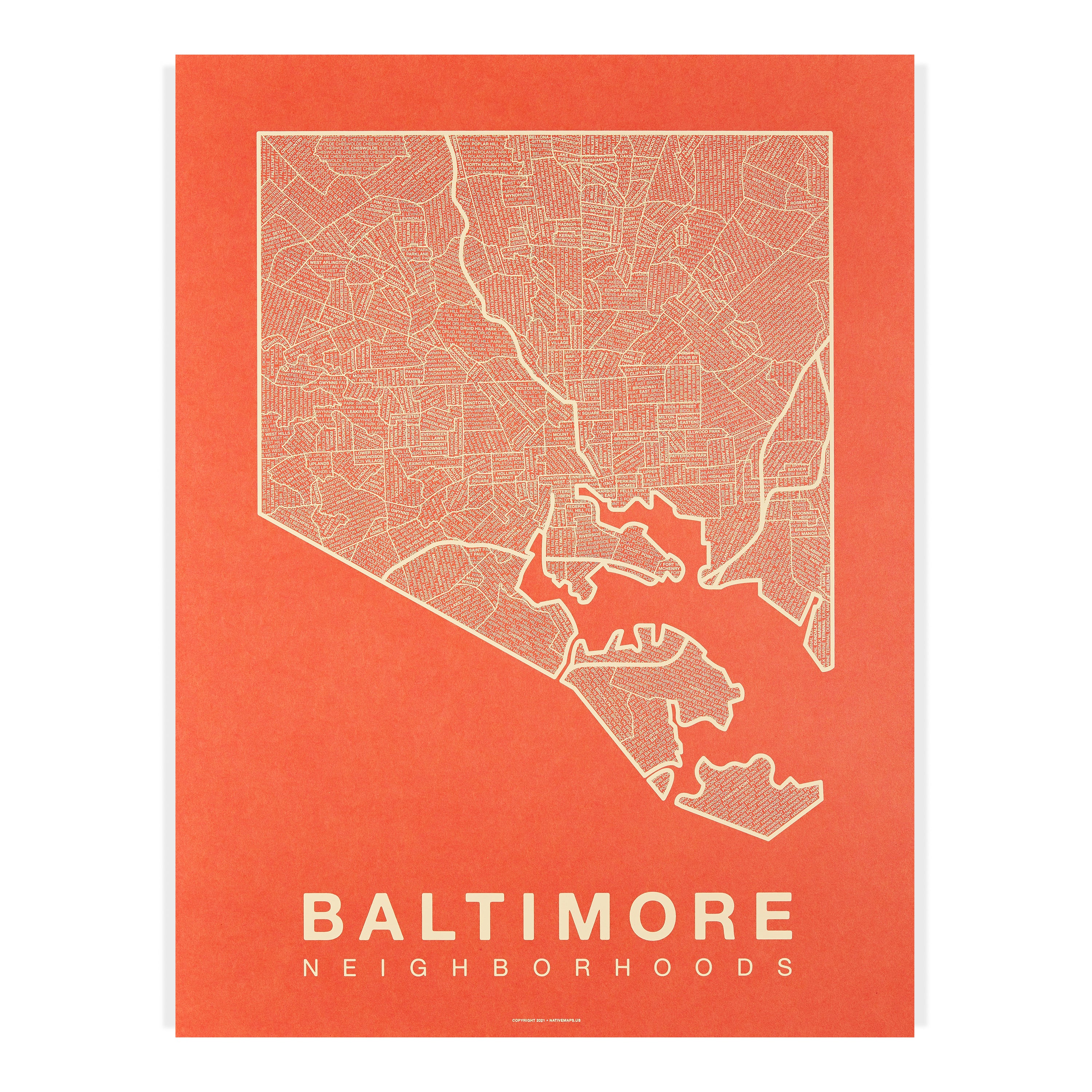 Baltimore Neighborhood Map | Baltimore Map Art Poster – Native Maps
