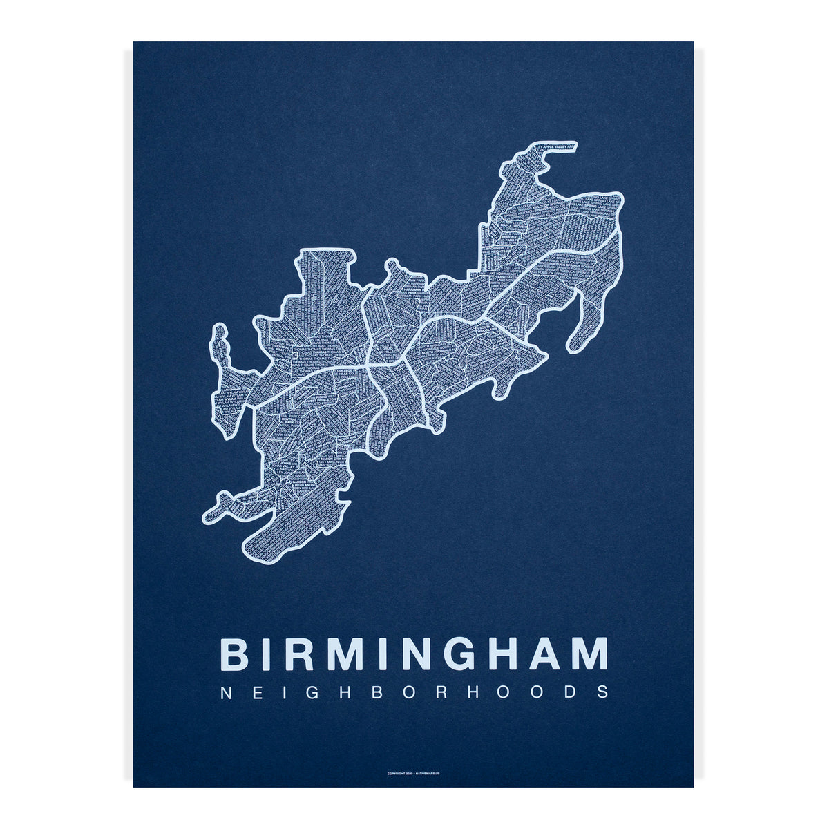Birmingham, Alabama Neighborhood Map Print | Native Maps