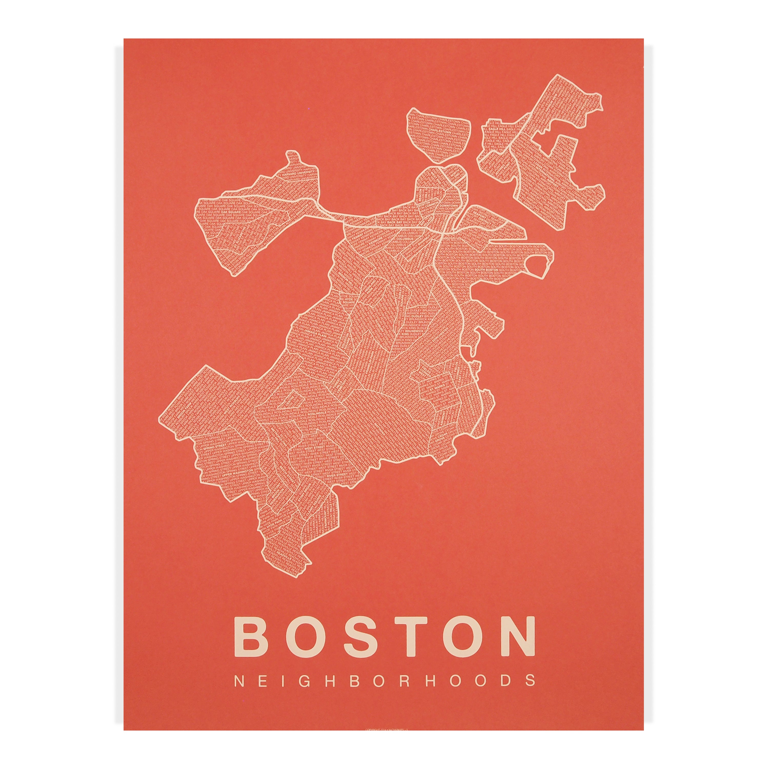 Boston Neighborhood Map | Boston Map Art Print | Native Maps