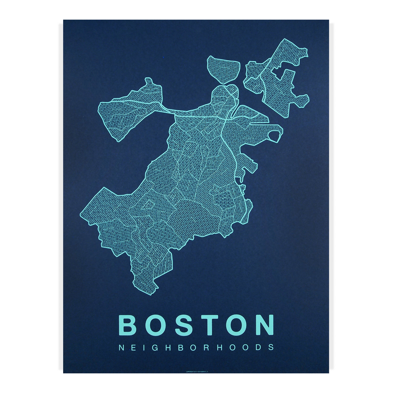 Boston Neighborhood Map | Boston Map Art Print | Native Maps