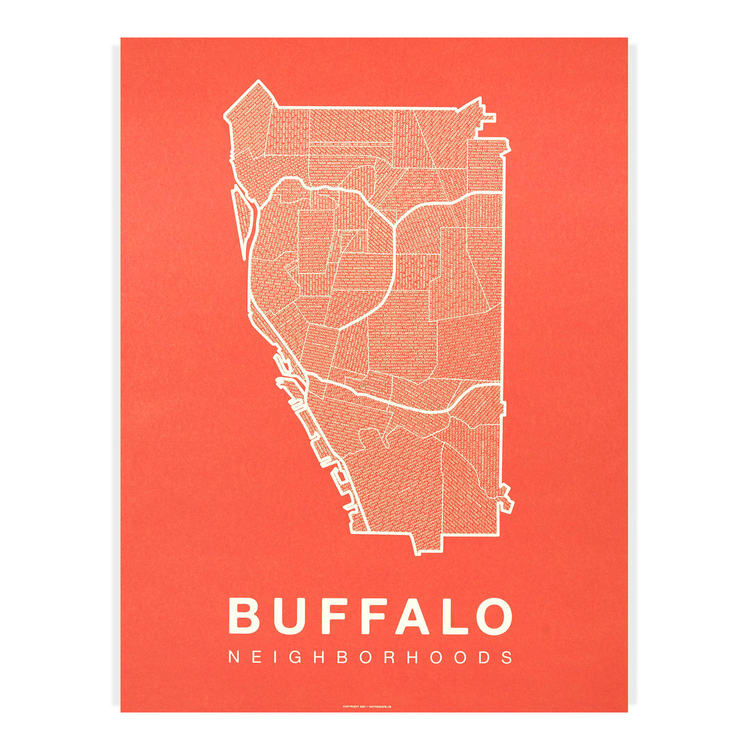 Buffalo Neighborhood Map Poster | Buffalo City Map – Native Maps