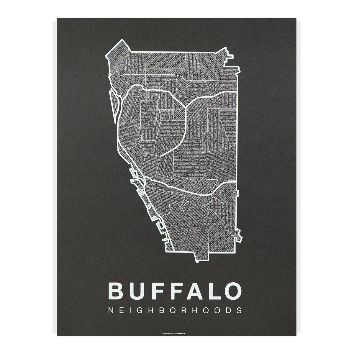 Buffalo Neighborhood Map Poster | Buffalo City Map – Native Maps