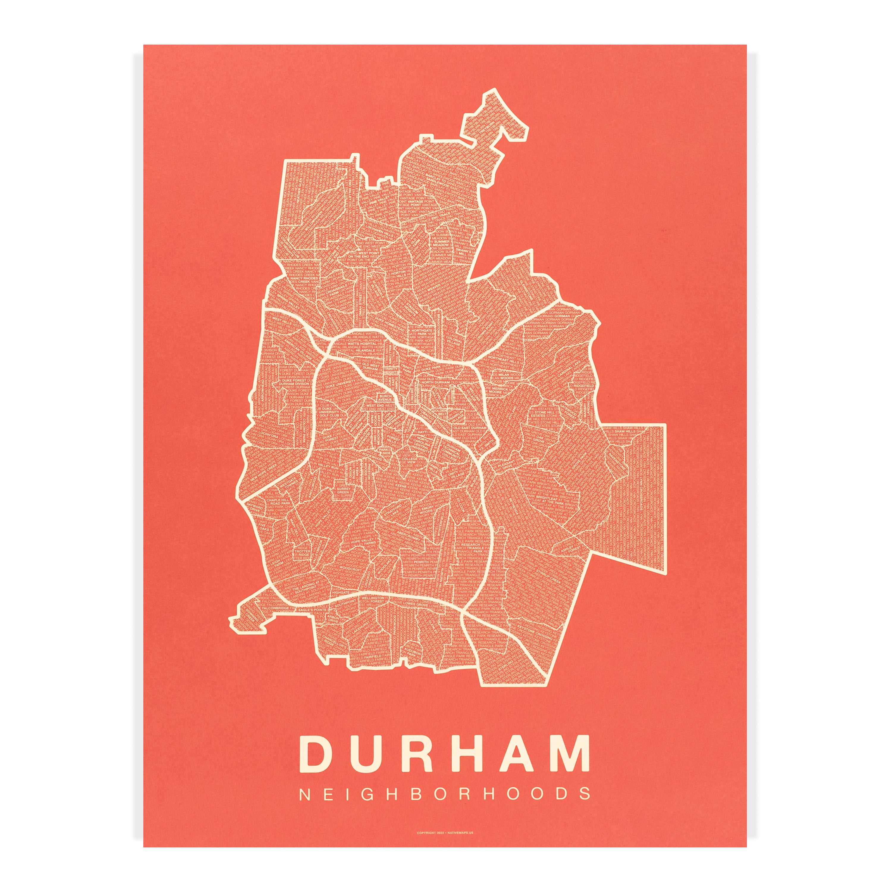 Durham Neighborhood Map Poster | Durham City Map Art Print – Native Maps