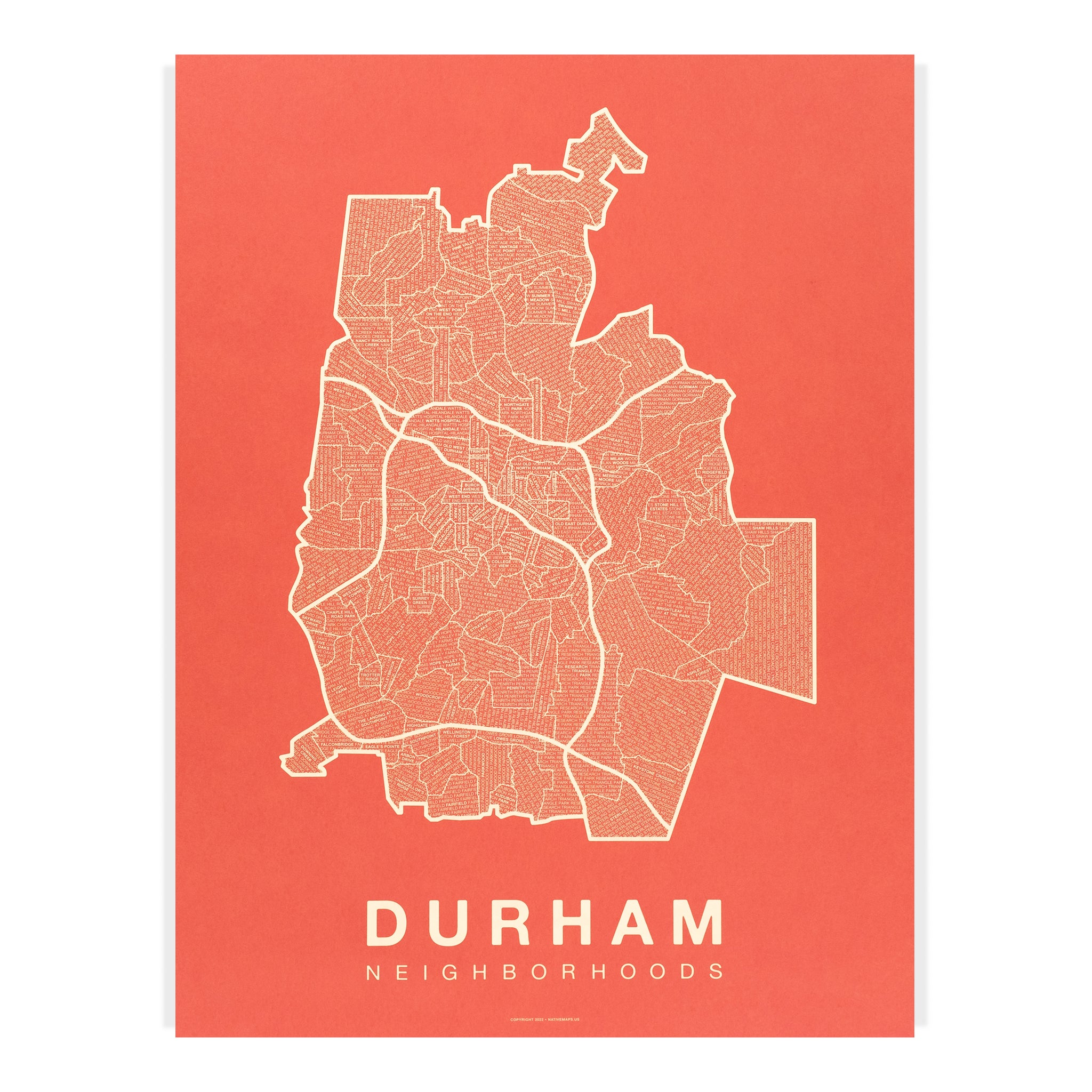 Durham Neighborhood Map Poster | Durham City Map Art Print – Native Maps