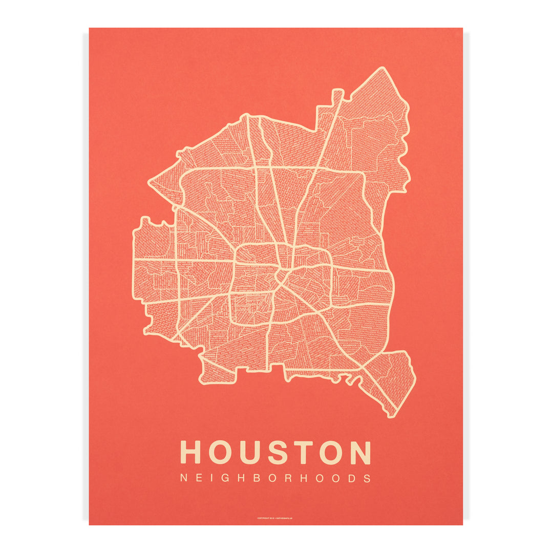 Houston Neighborhood Map | Houston Map Poster | Native Maps