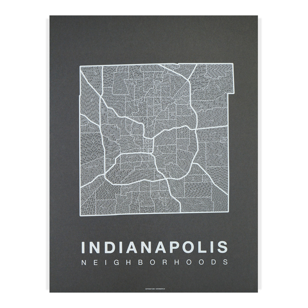 Indianapolis Neighborhood Map | Indianapolis Map Art Print – Native Maps