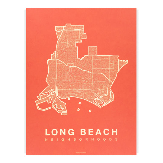 Long Beach Neighborhood Map Poster | Long Beach City Map Art Print ...