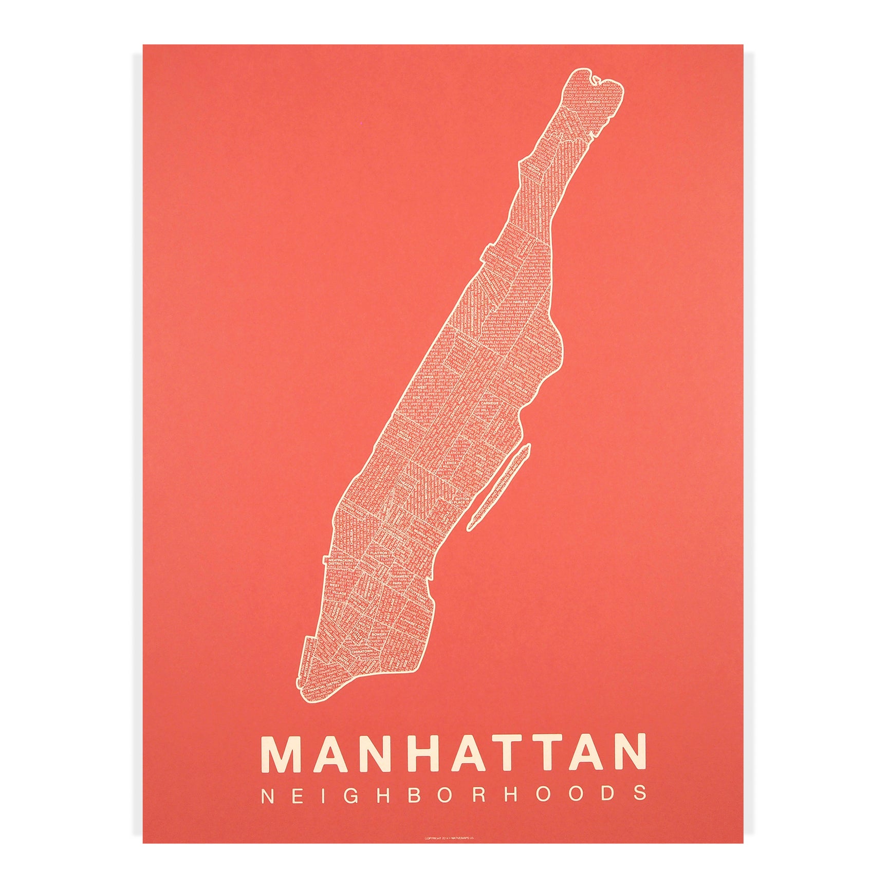 Manhattan Neighborhood Map | Manhattan Map Art Print – Native Maps