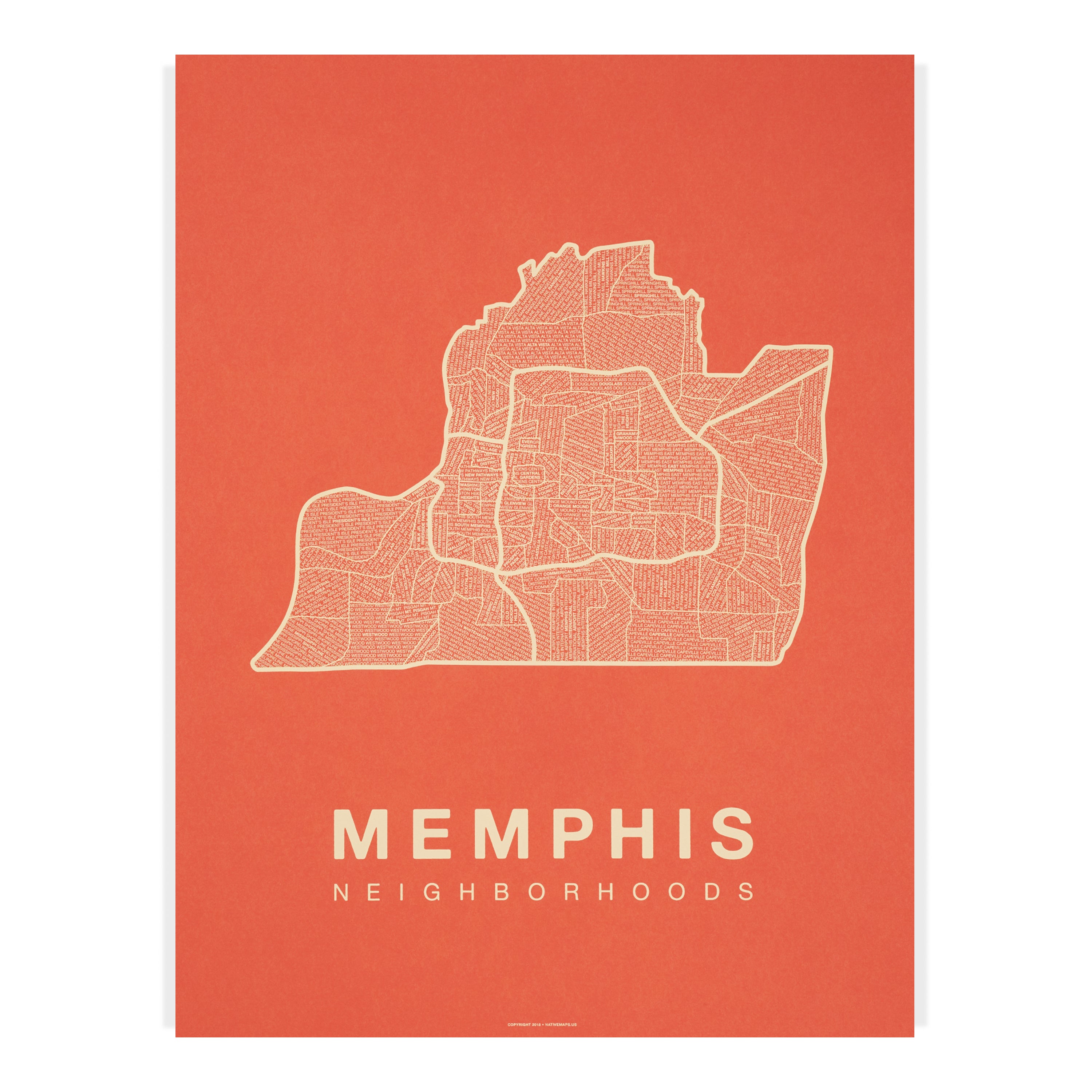 Memphis Neighborhood Map | Memphis Map Print | Native Maps