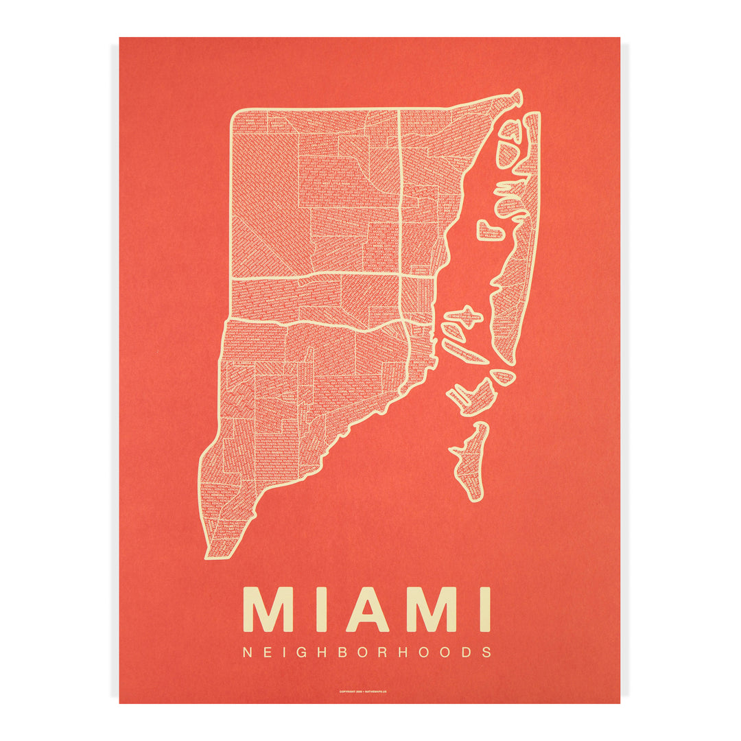 Miami Neighborhood Map | Miami Map Poster | Native Maps