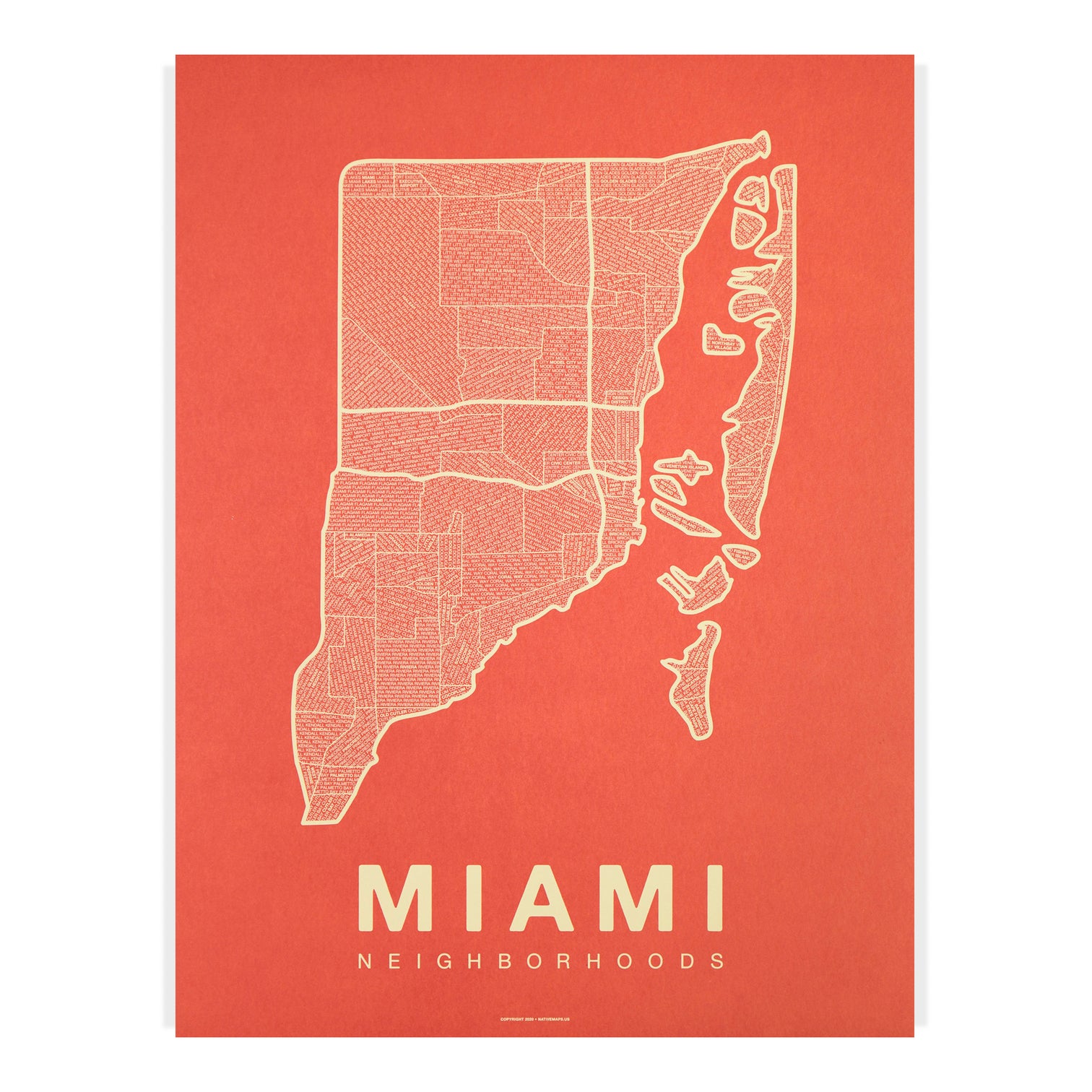 Miami Neighborhood Map | Miami Map Poster | Native Maps