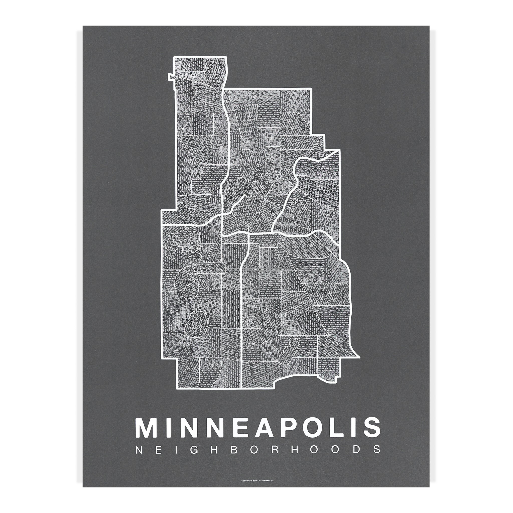 Minneapolis Neighborhood Map | Minneapolis Map Art Print – Native Maps