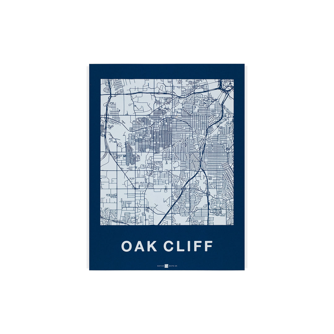 Oak Cliff TX Neighborhood Map Poster | Oak Cliff Texas Map Art Print ...