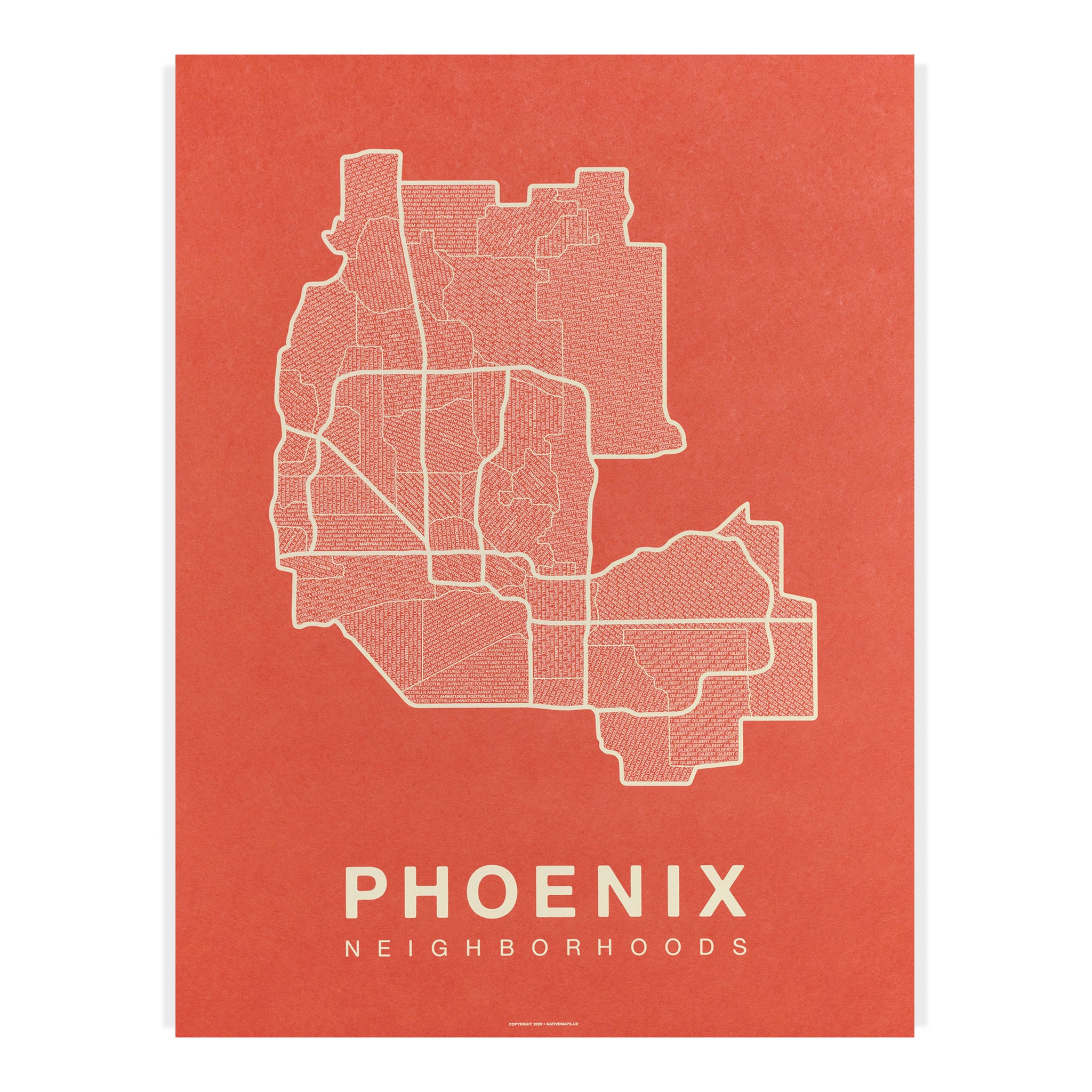 Phoenix Neighborhood Map | Phoenix Map Art | Native Maps