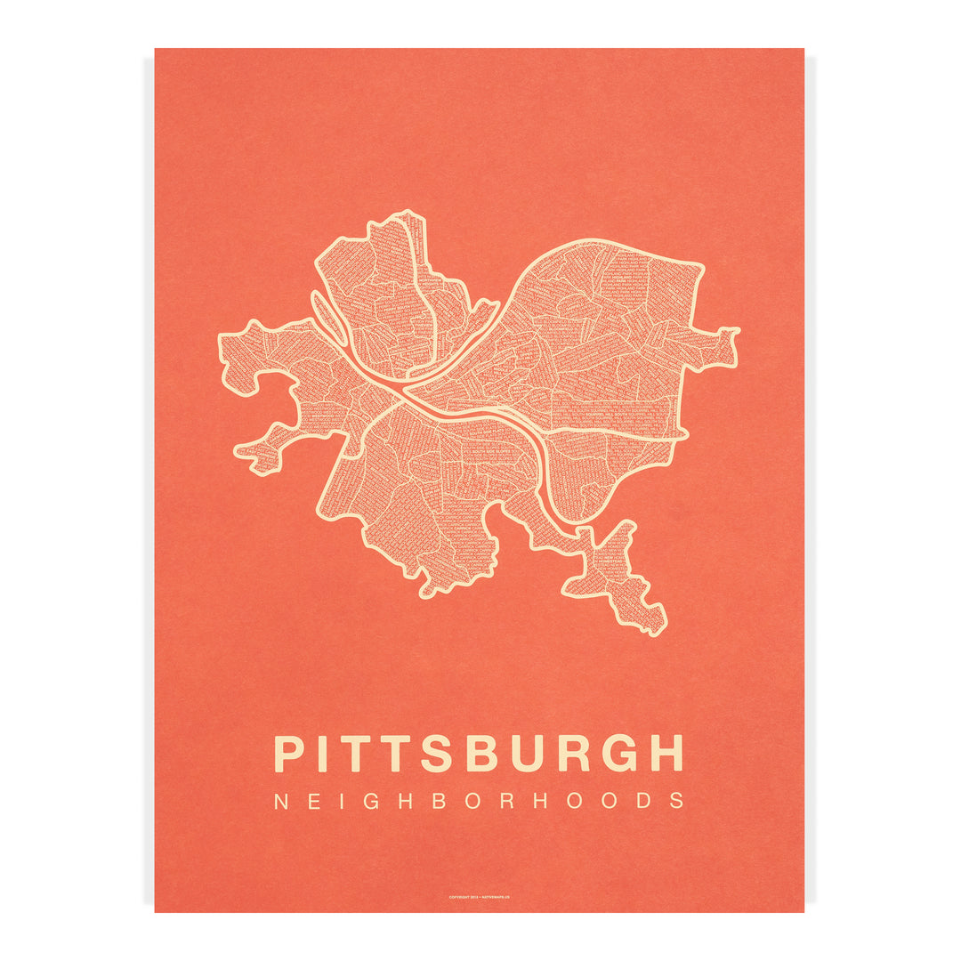 Pittsburgh Neighborhood Map | Pittsburgh Map Art Poster – Native Maps