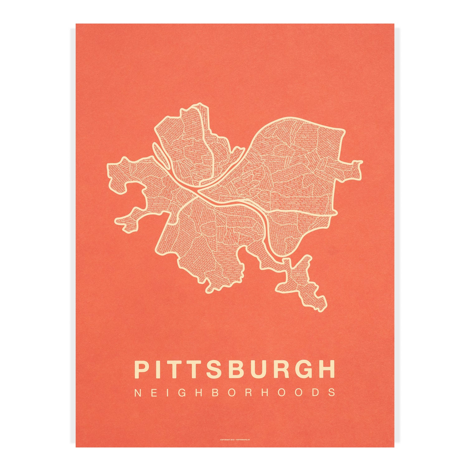 Pittsburgh Neighborhood Map | Pittsburgh Map Art Poster – Native Maps