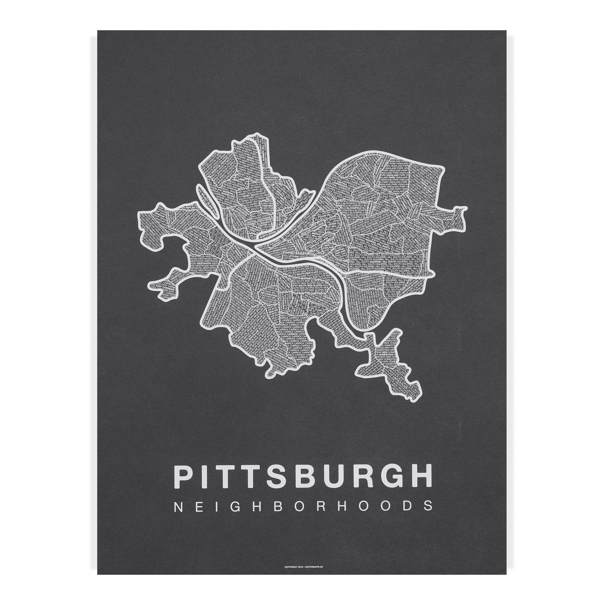 Pittsburgh Neighborhood Map | Pittsburgh Map Art Poster – Native Maps
