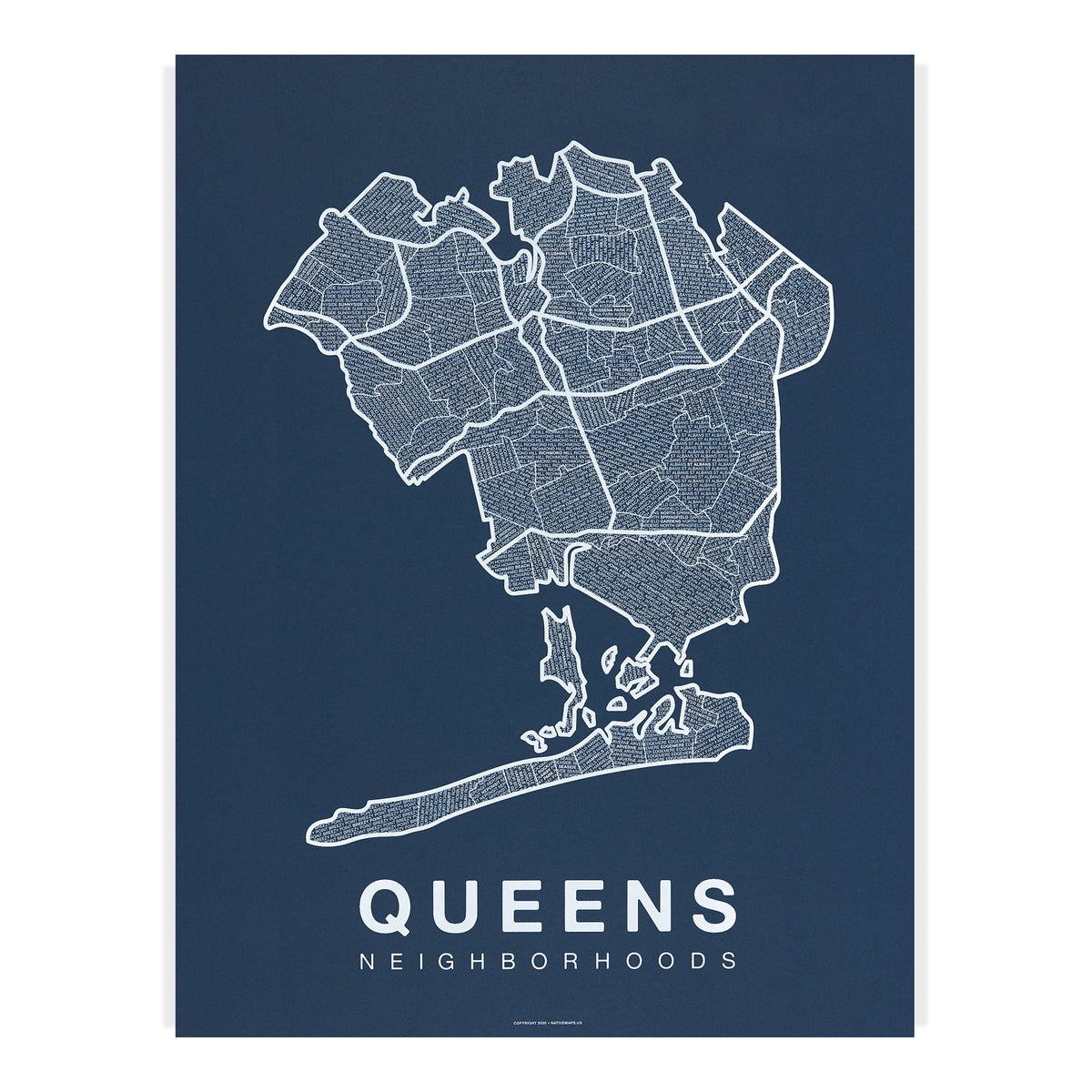 Queens Neighborhood Map | Queens Map Poster | Native Maps