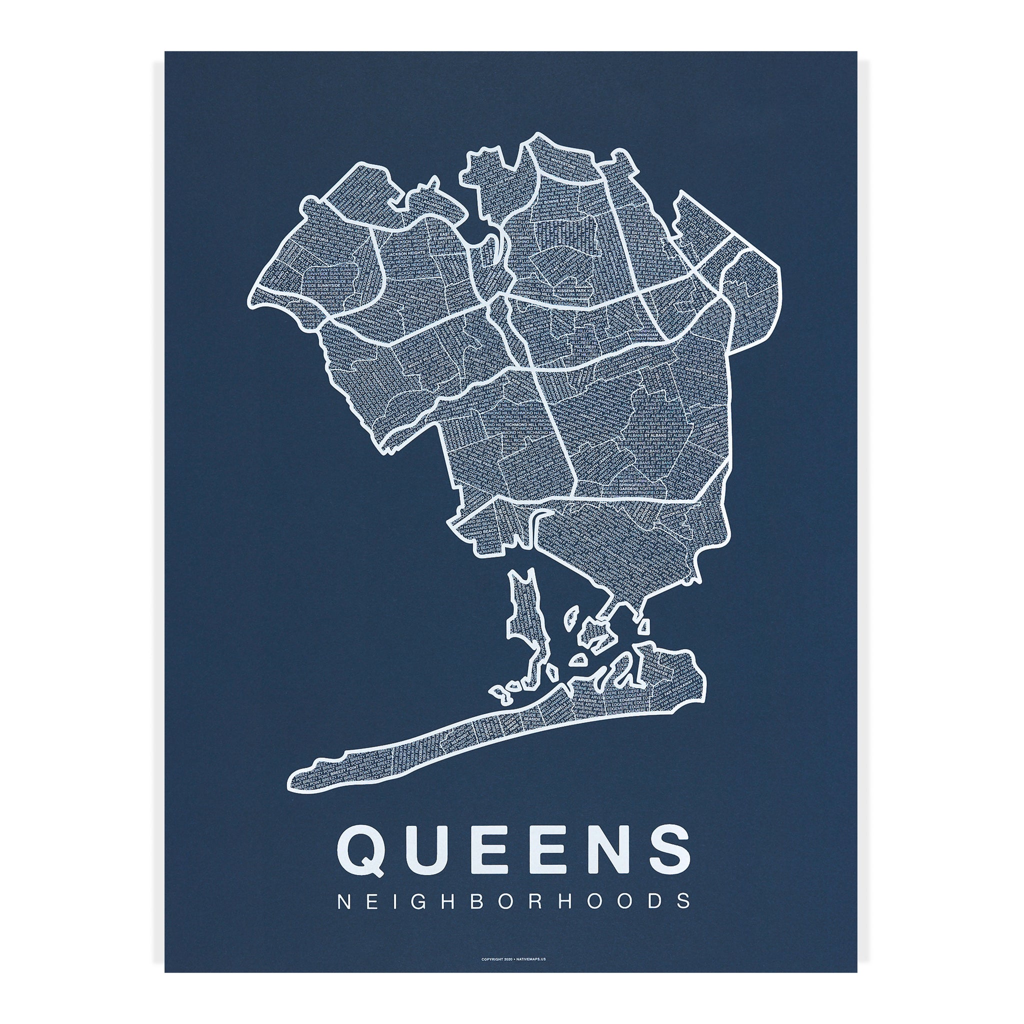 Queens Neighborhood Map | Queens Map Poster | Native Maps