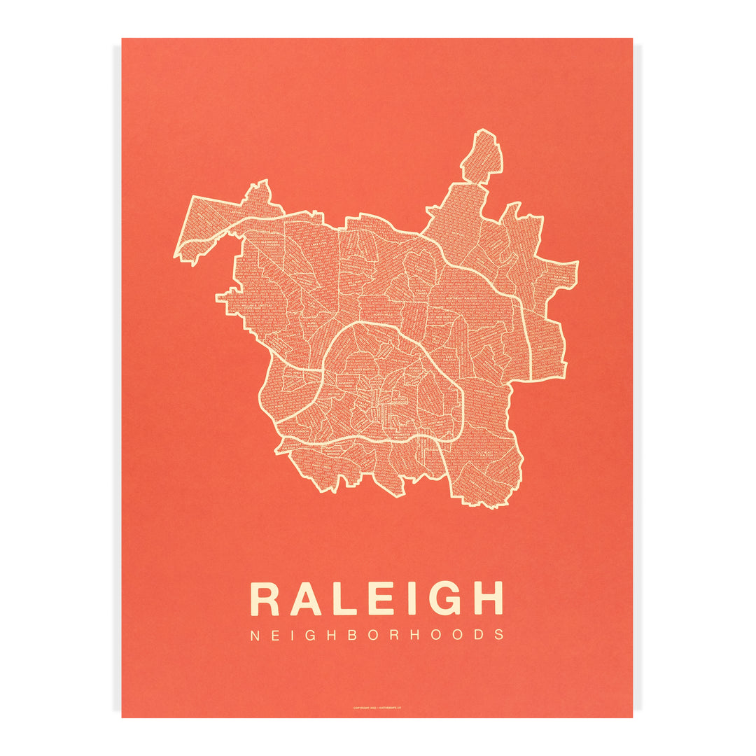 Raleigh Neighborhood Map Poster | Raleigh City Map Art Print – Native Maps