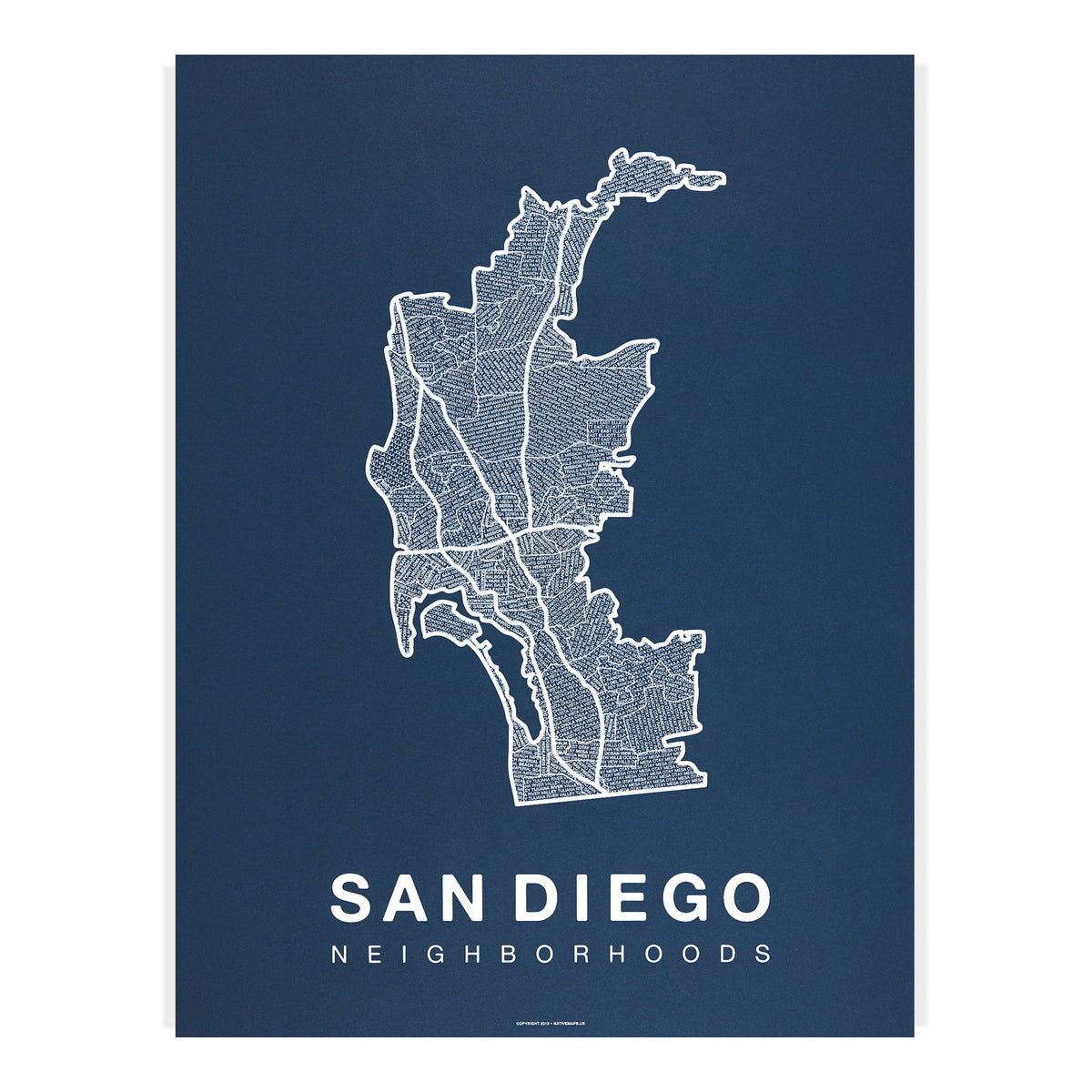 San Diego Map Art Poster | San Diego Neighborhood map – Native Maps