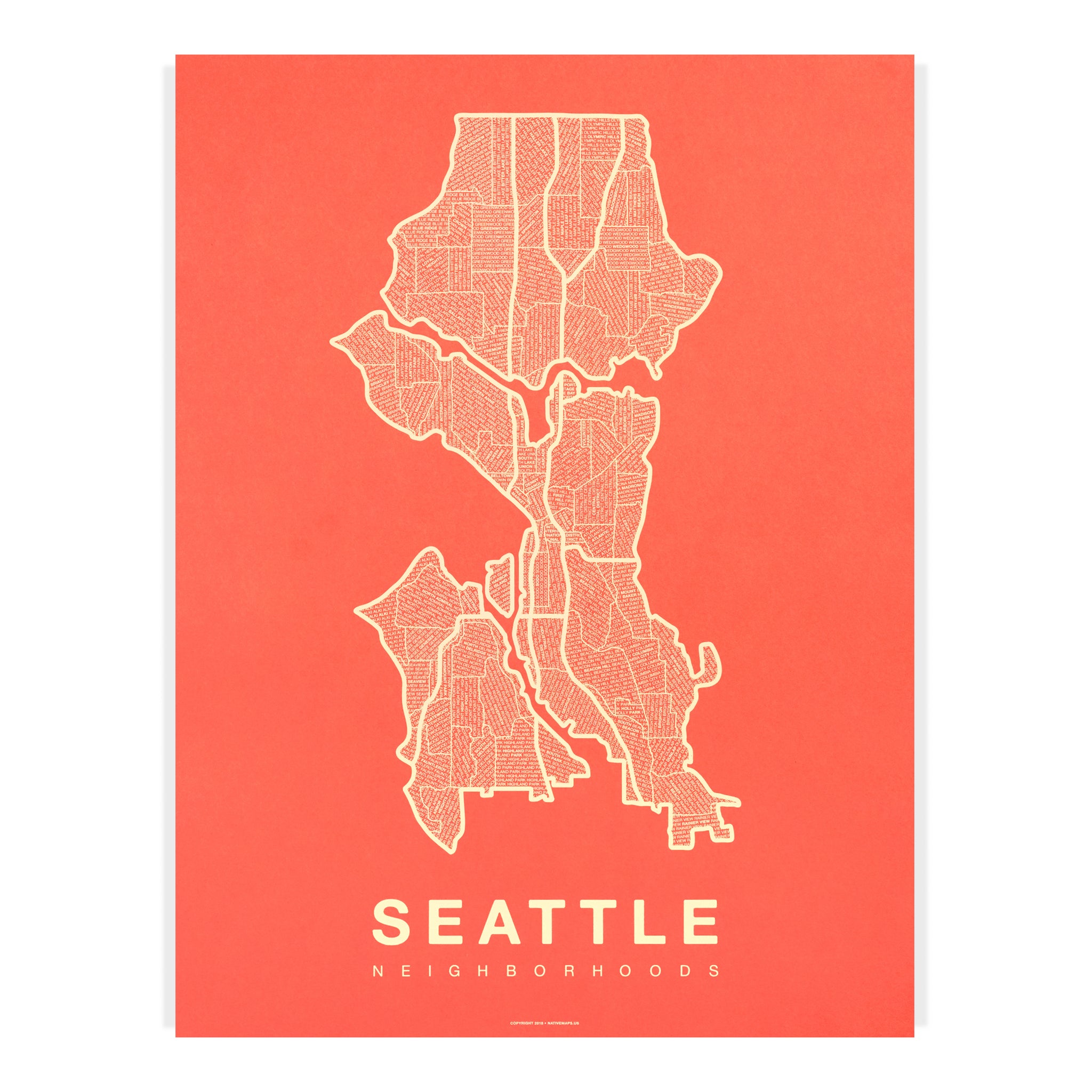 Seattle Neighborhood Map | Seattle Map Art Poster – Native Maps