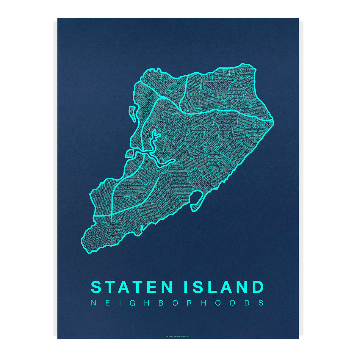 Staten Island Neighborhood Map Poster | Staten Island City Map – Native ...