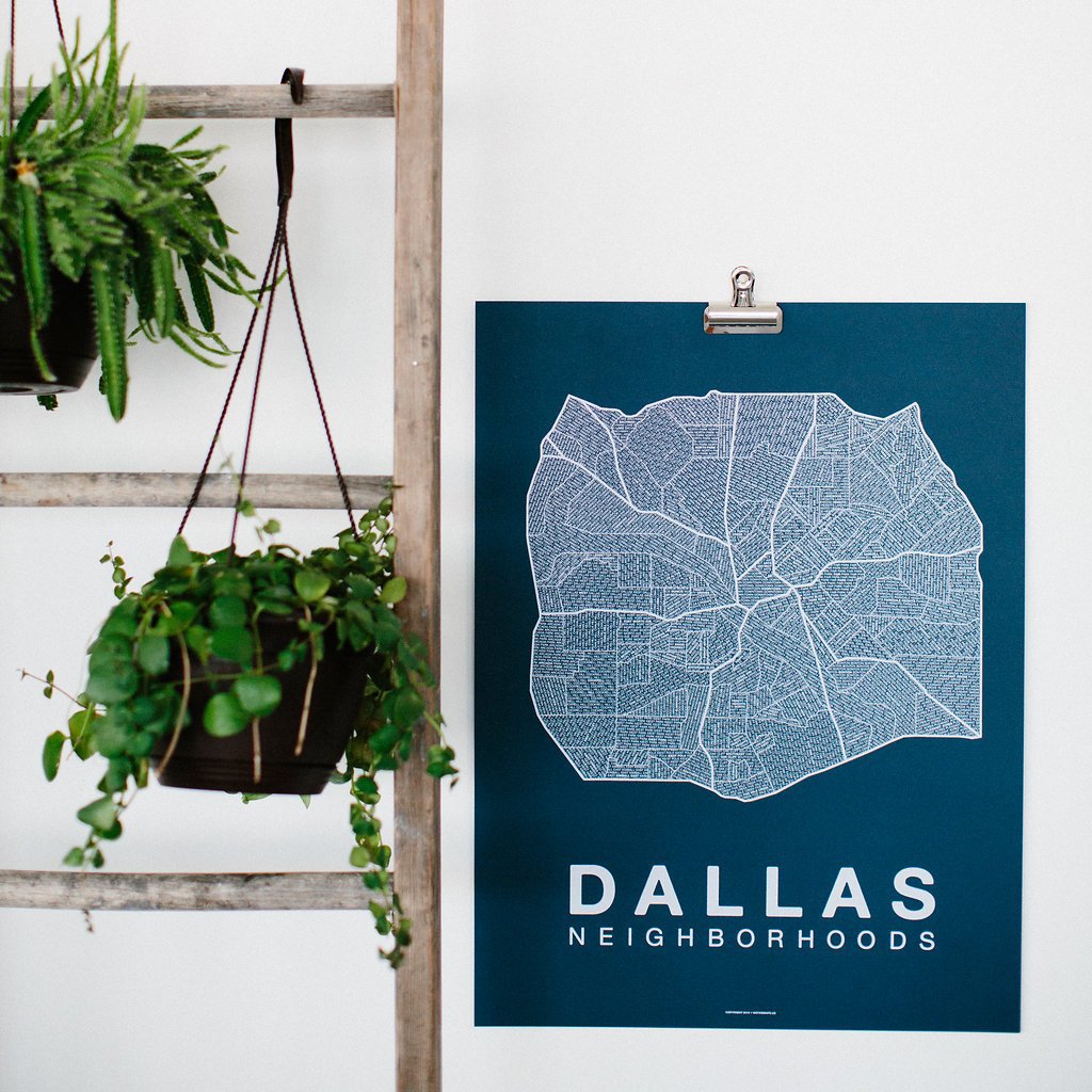 Dallas Map Poster | Map of Dallas Neighborhoods | Native Maps